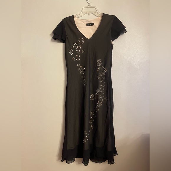 CDC | Dresses | Cdc Women Sheer Black Dress With Floral Cutouts Jewels ...